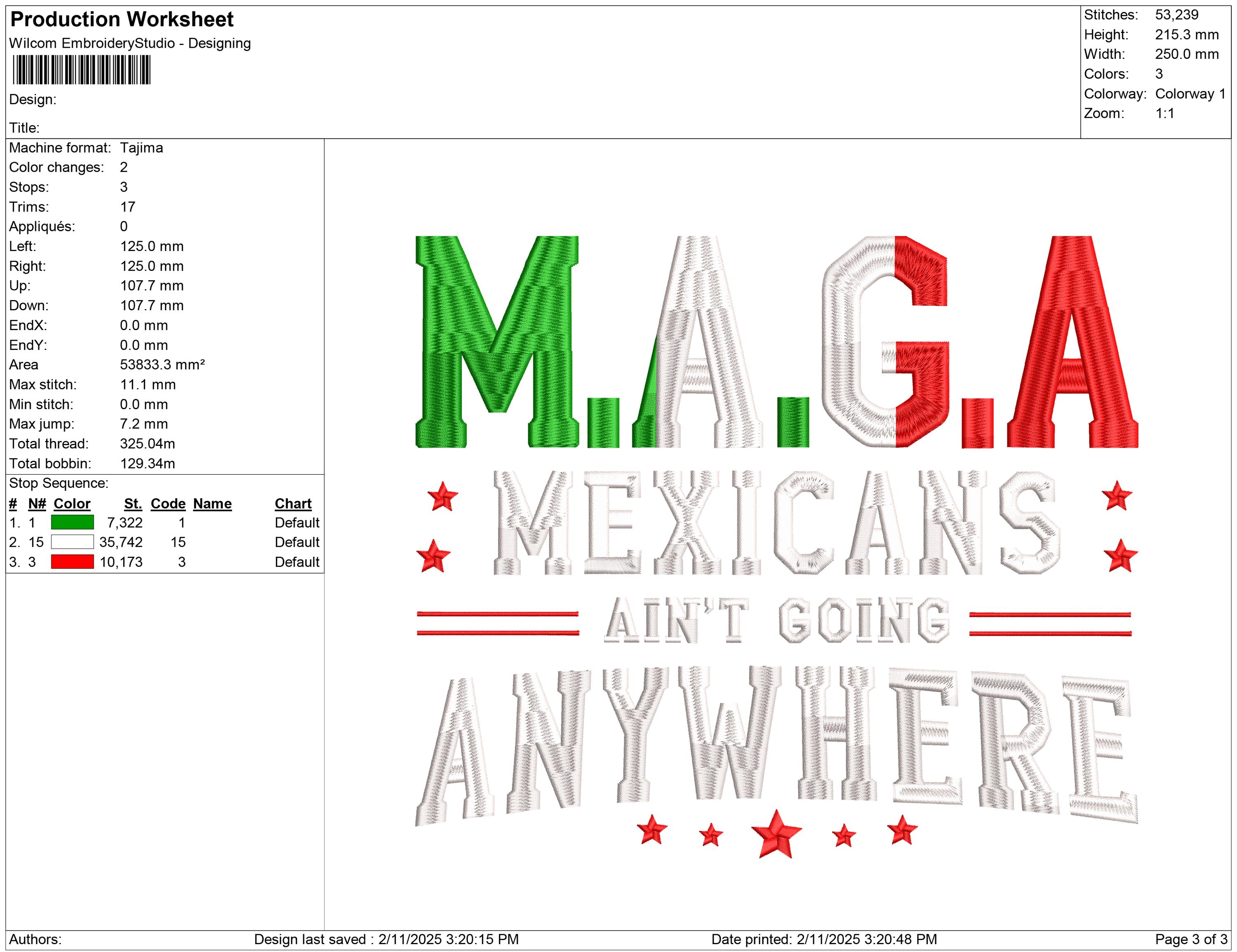 Mexicans Aint Going Anywhere Embroidery File, MAGA Embroidery Design ...