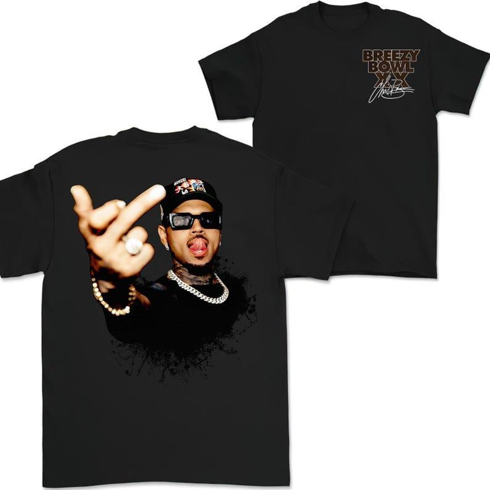 Chris Brown Vintage Middle Finger Png, Chris Brown Breezy Bowl XX Tour ...