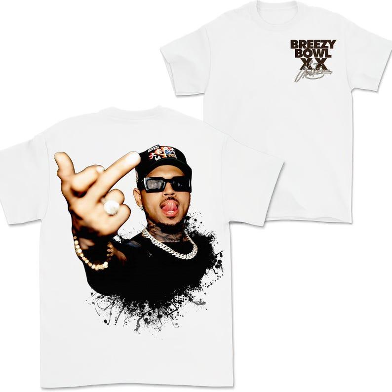 Chris Brown Breezy Bowl XX Tour 2025 PNG: Vintage Middle Finger Design ...