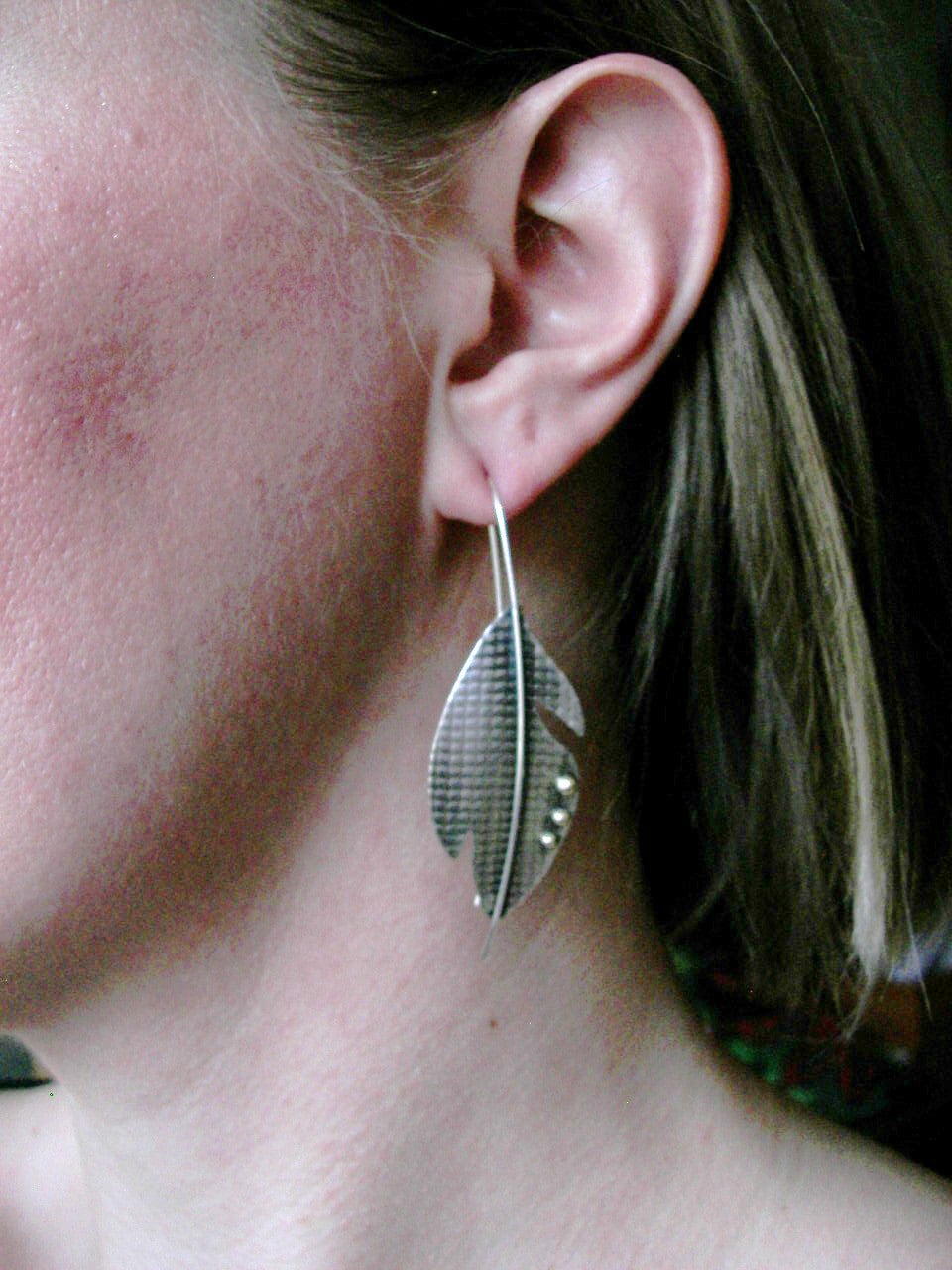 Silver Feather Architectural Earrings: Long Bold Sterling - Etsy Israel