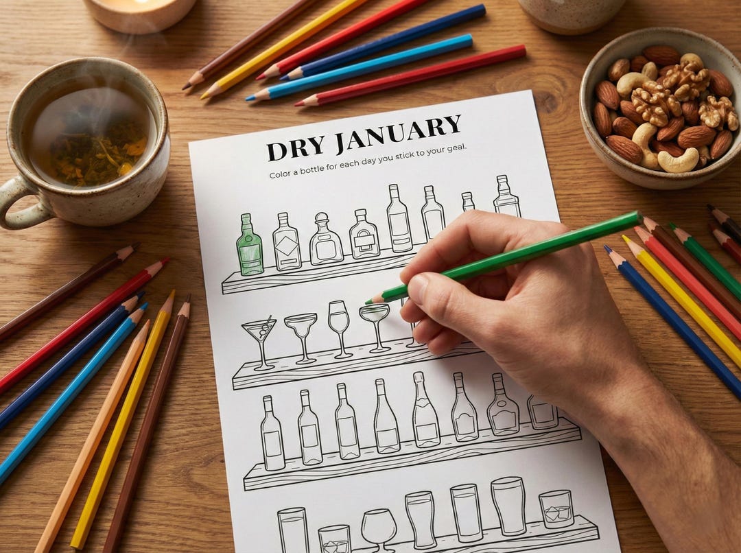 Dry January Habit Tracker Printable | No Alcohol Challenge Calendar ...
