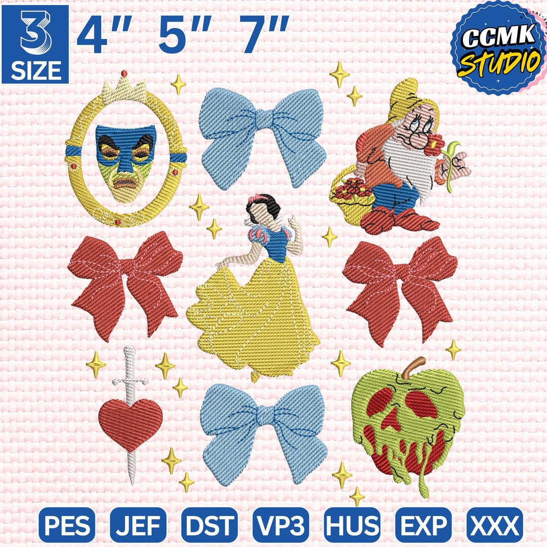 Magic Kingdom Embroidery Design, Princess Cartoon Embroidery, Princess ...