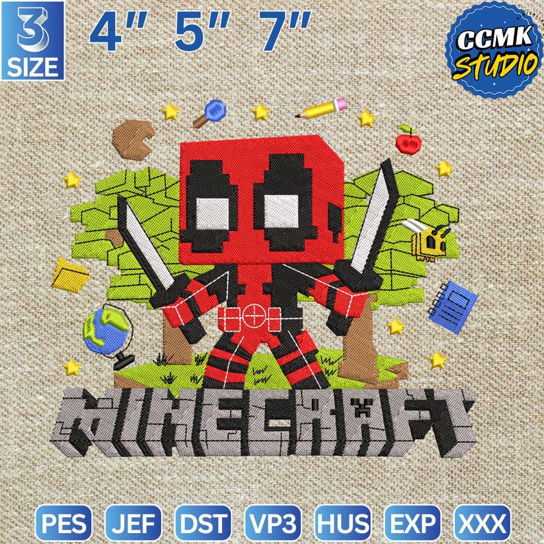 Pixel Gamer Embroidery Design, Game Inspired Birthday Embroidery, Pixel ...