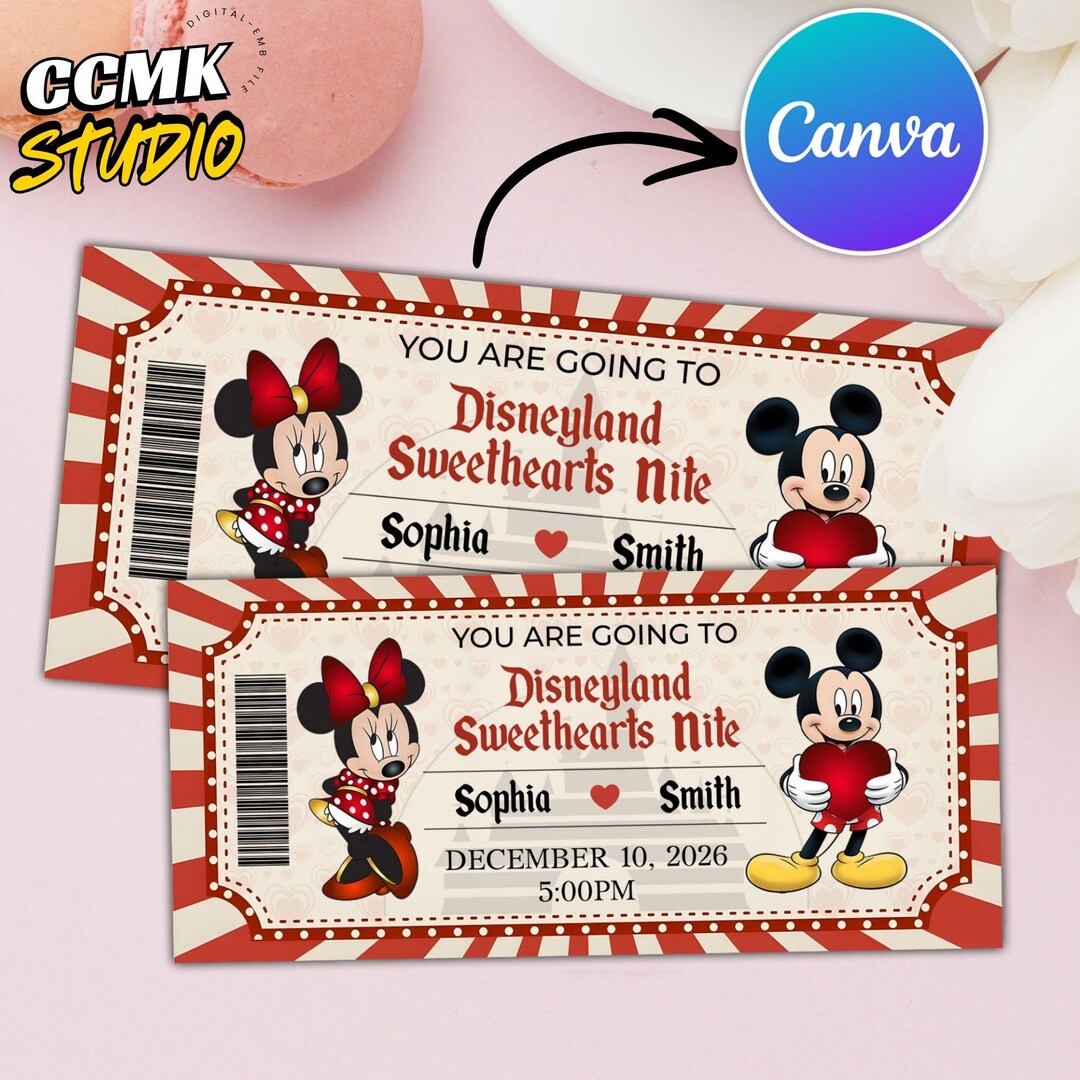 Editable Valentine Ticket, Park Ticket, Surprise Reveal Editable Ticket ...