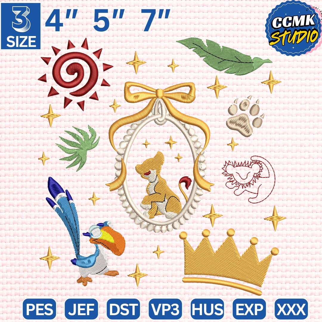 Magical Land Embroidery Design, Cartoon Mirror Bow Embroidery Design ...