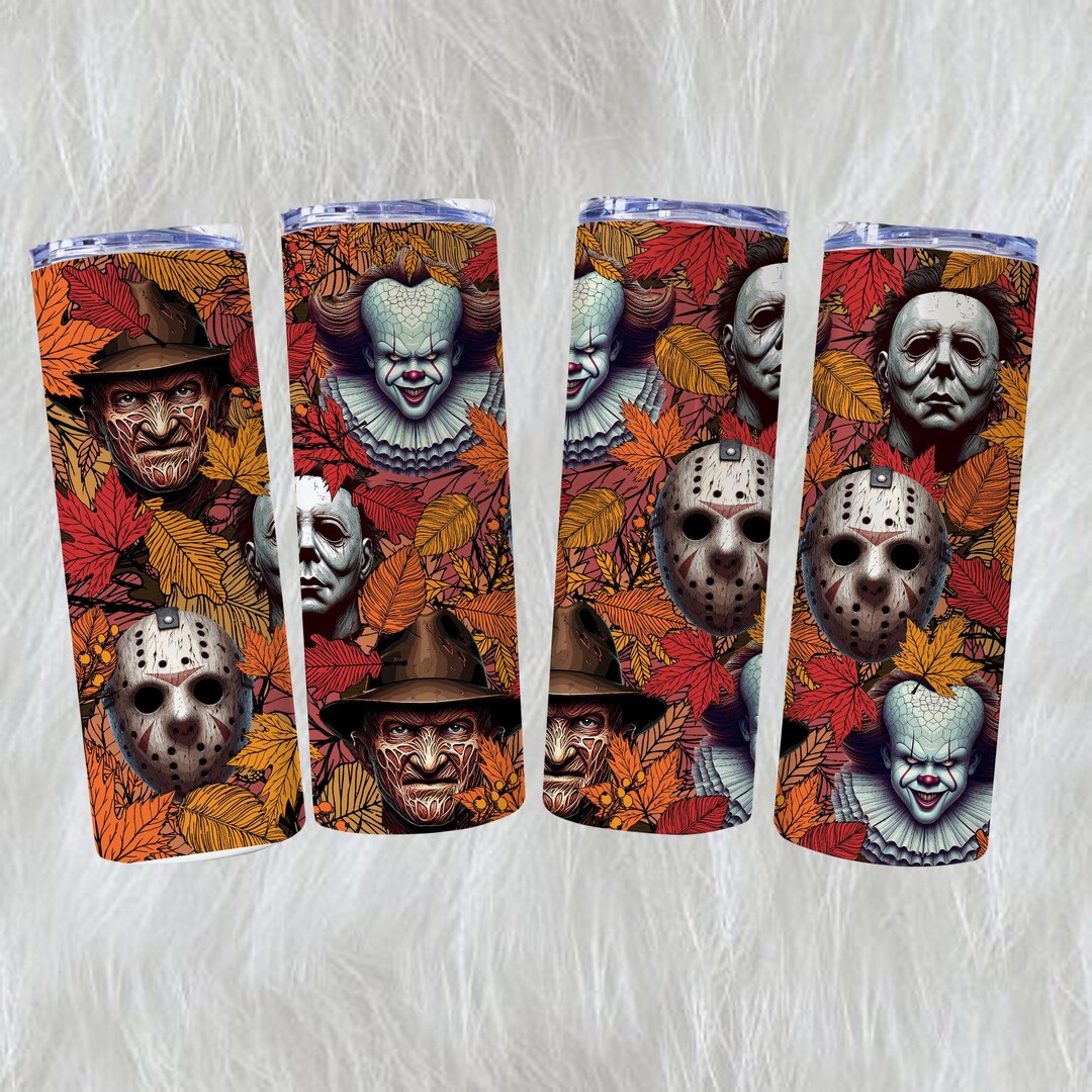Fall Horror Movie Characters 2025 Tumbler Wrap Png, Horror Autumn 20oz ...