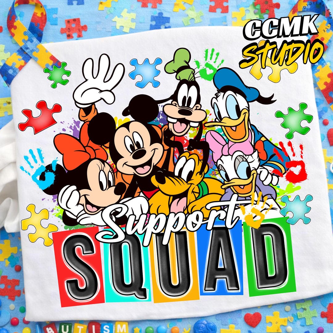 Autism Support Squad Cartoon Png, I Wear Blue for Autism Awareness Png ...
