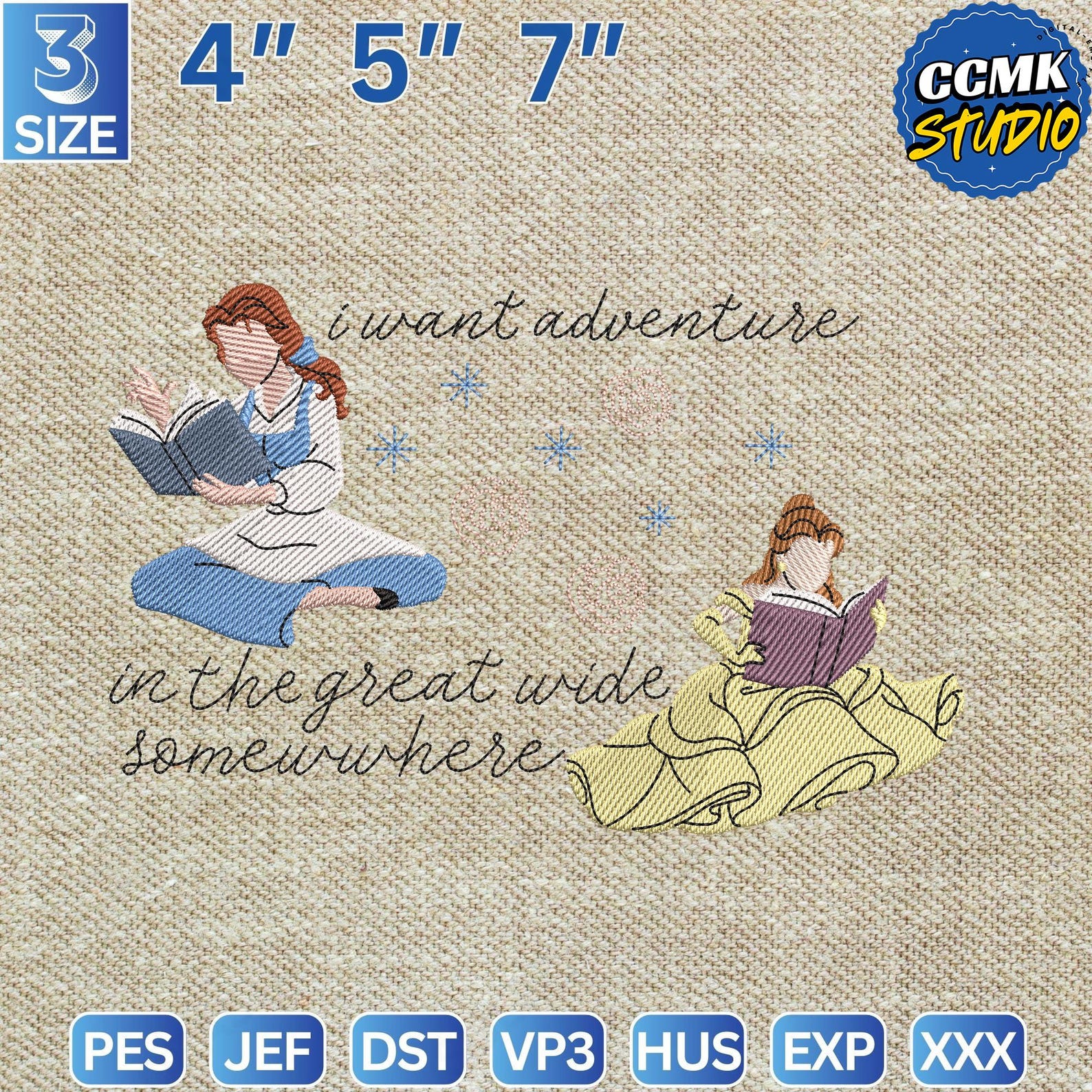 Magic Kingdom Embroidery Design, I Want Adventure Embroidery, Princess ...