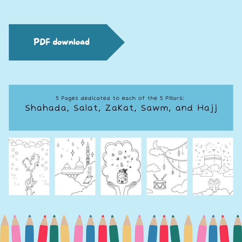 Coloring Book for Kids – the 5 Pillars of Islam | Educational Islamic ...