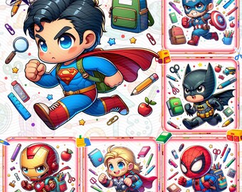 Superhero Back to School Png Bundle, School Boys Png, Preppy Back to ...