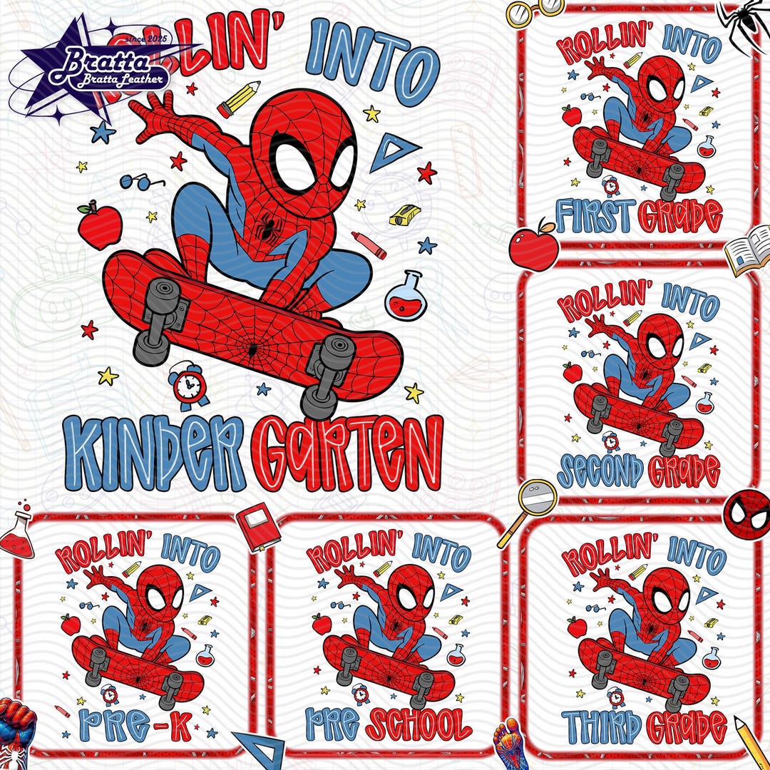 Rollin' Into School Cartoon Png Bundle, Back to School Png, Pre K ...