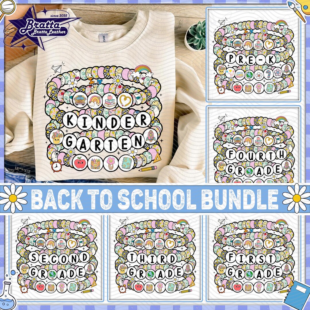 Back to School Friendship Bracelet BUNDLE PNG, Preppy Floral Teacher ...