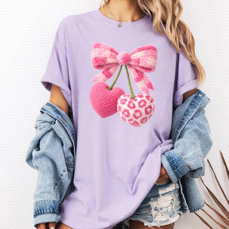 Lazo de cerezas para San Valentín, hilo de ganchillo, lazo de San ...