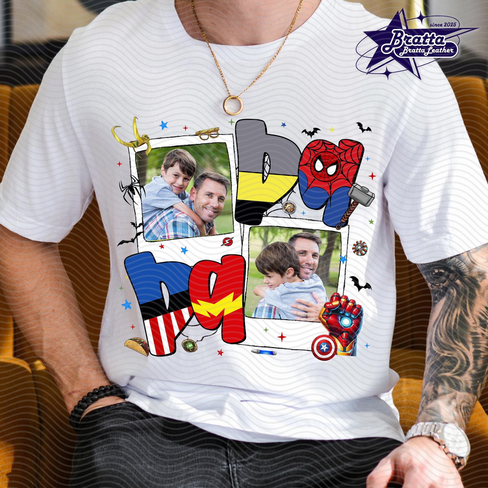 Canva Template Preppy Dada Photo With Kids PNG Bundle, Superhero Father ...