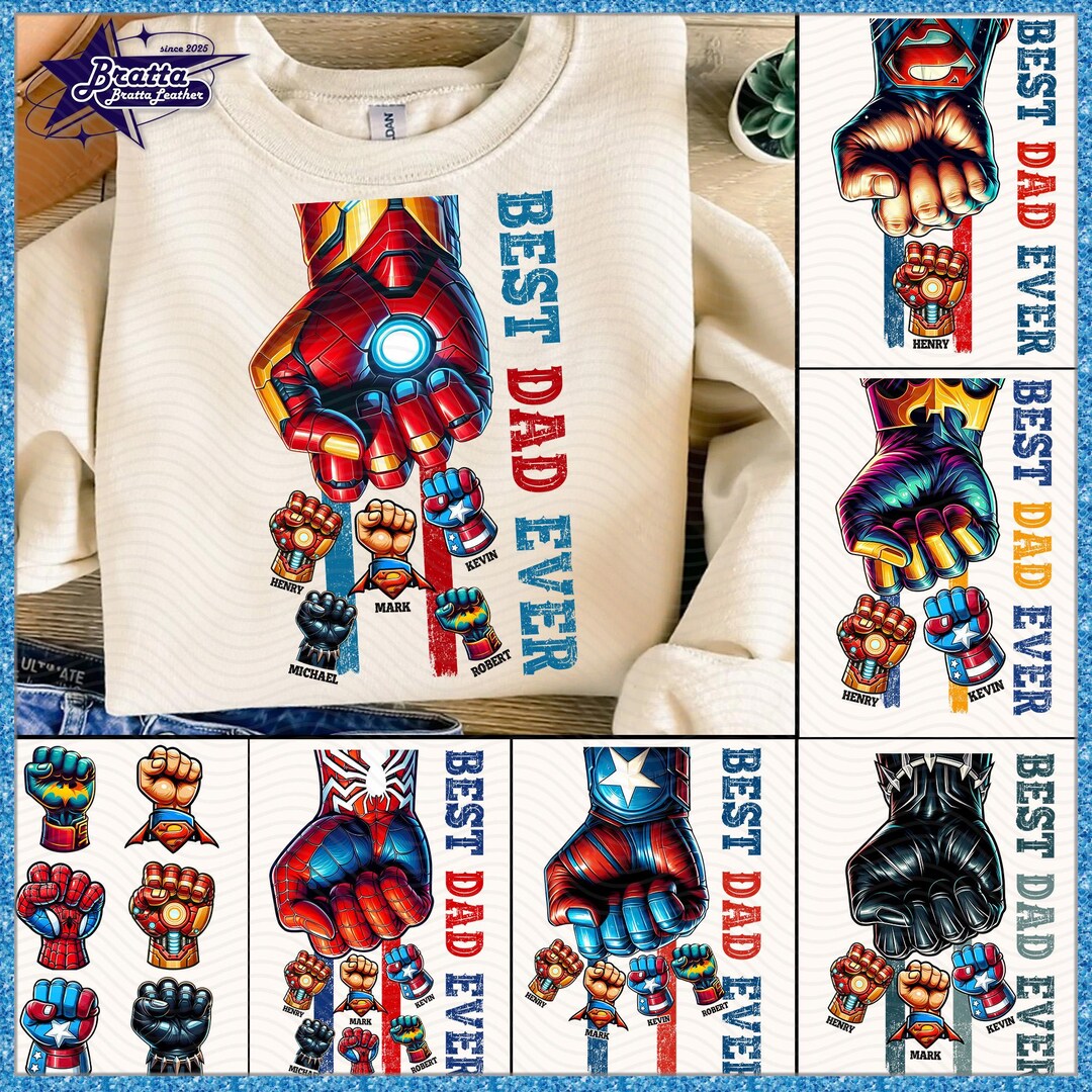 Best Dad Ever Png, Fist Bump Set Superhero Png, Custom Superhero Png ...