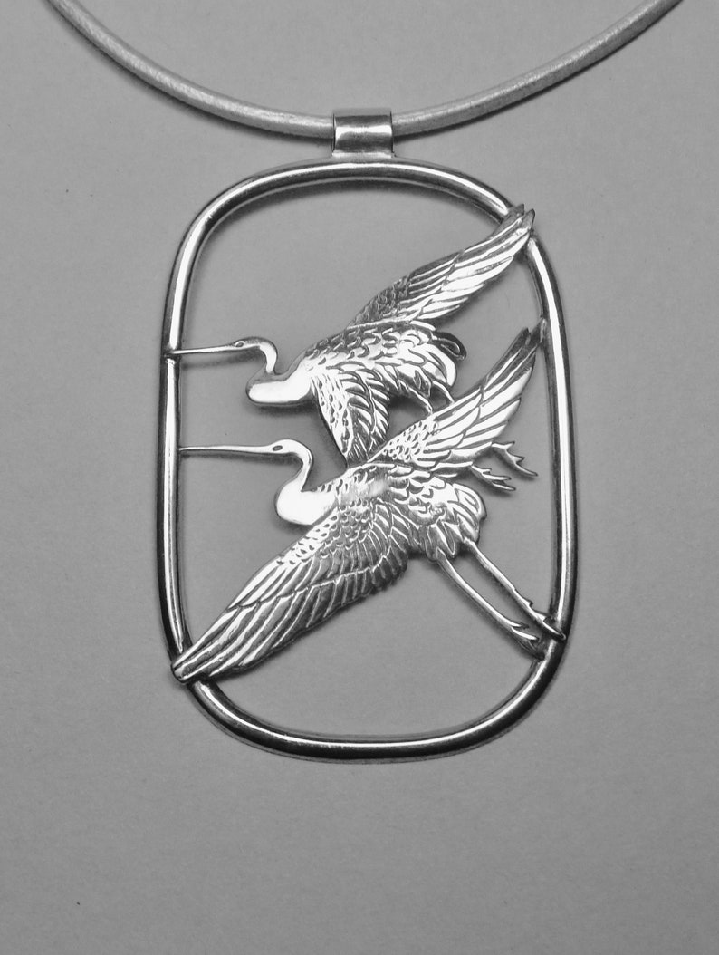Sterling Silver Cranes in Flight Necklace - Etsy