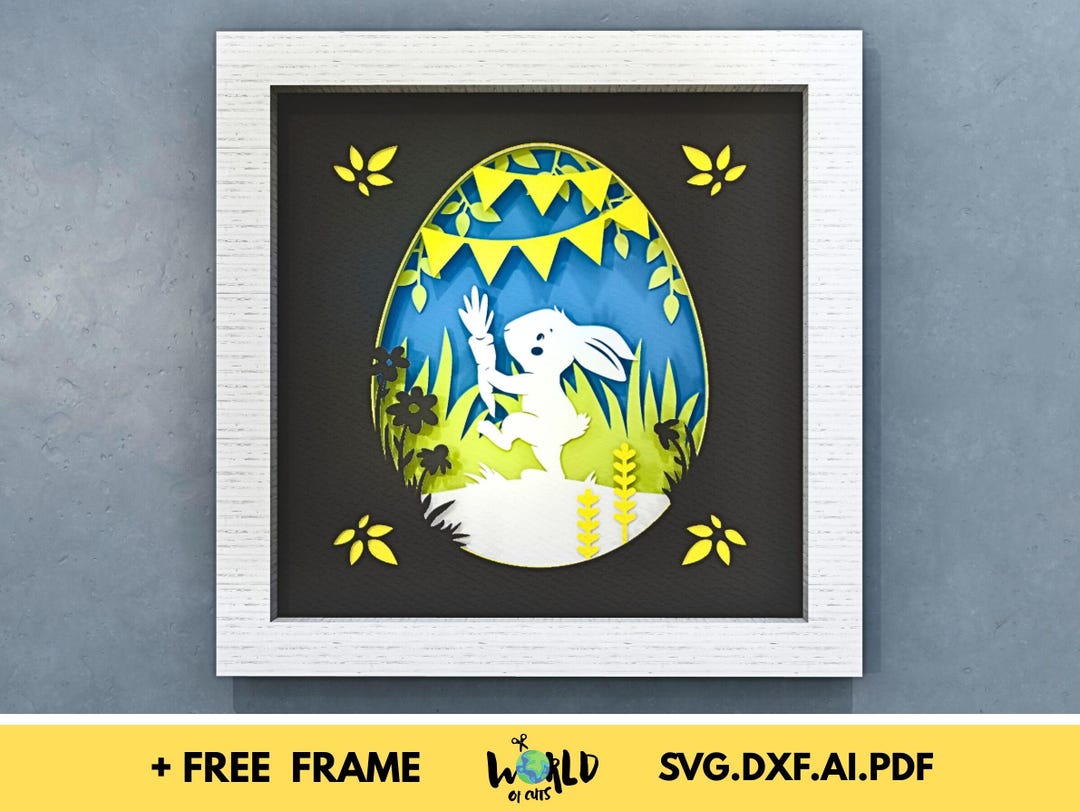 Bunny Easter Egg Shadow Box Svg, 3D Happy Easter Egg Paper Cut, Easter ...