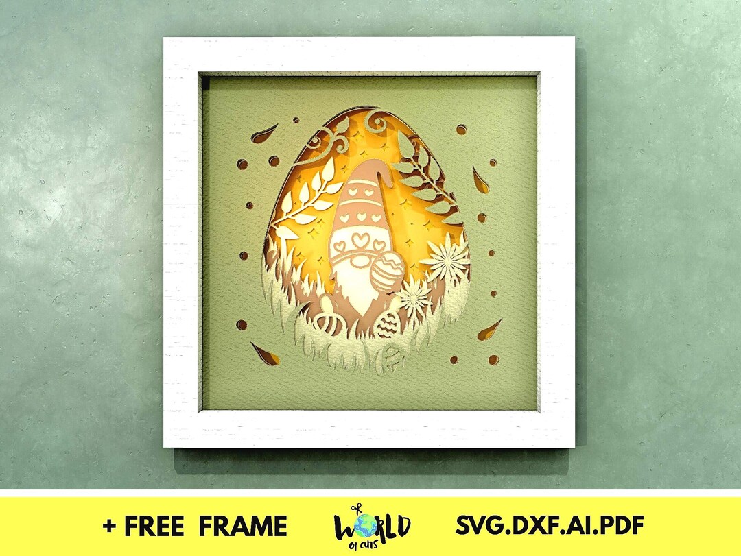3D Easter Egg Shadow Box Svg Easter Paper Cut Light Box Cricut Files 3D ...