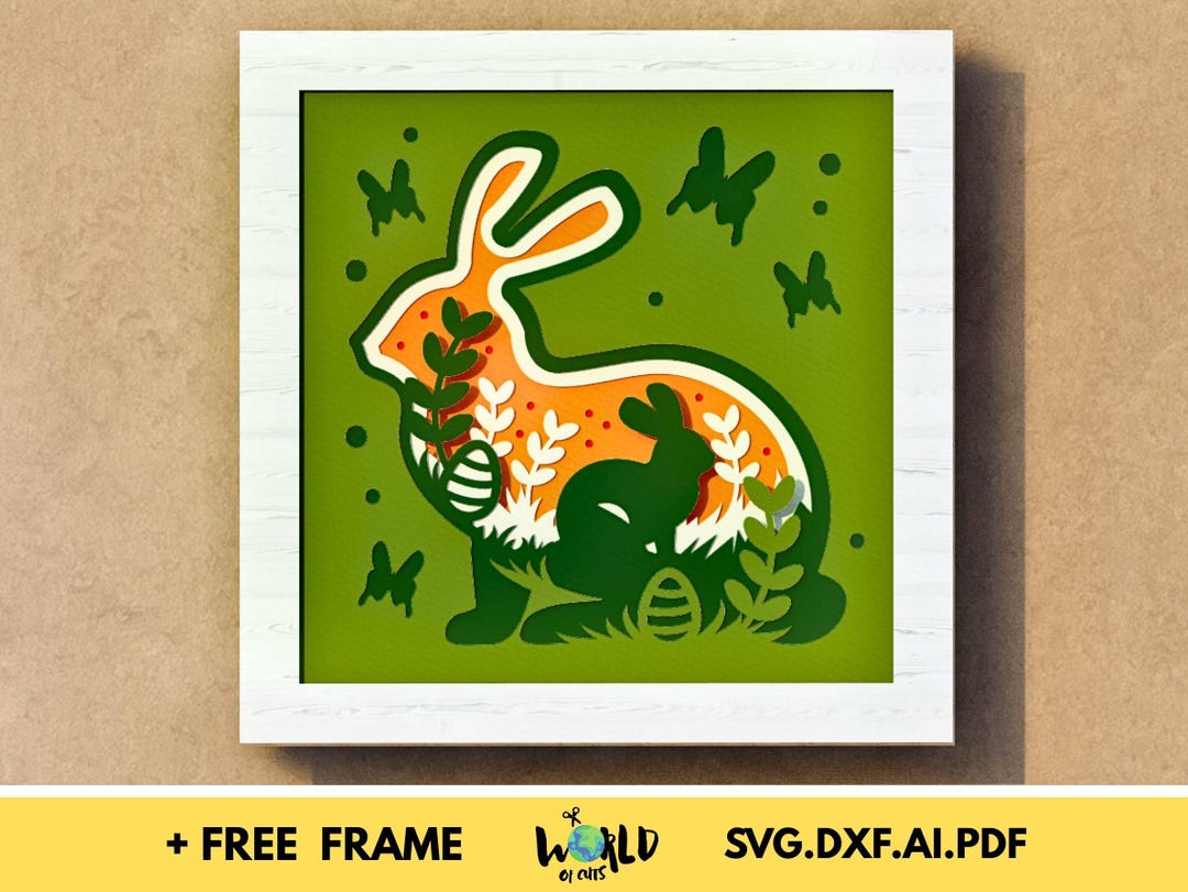 Easter Bunny Shadow Box Svg Easter Paper Cut Light Box Cricut Files 3D ...