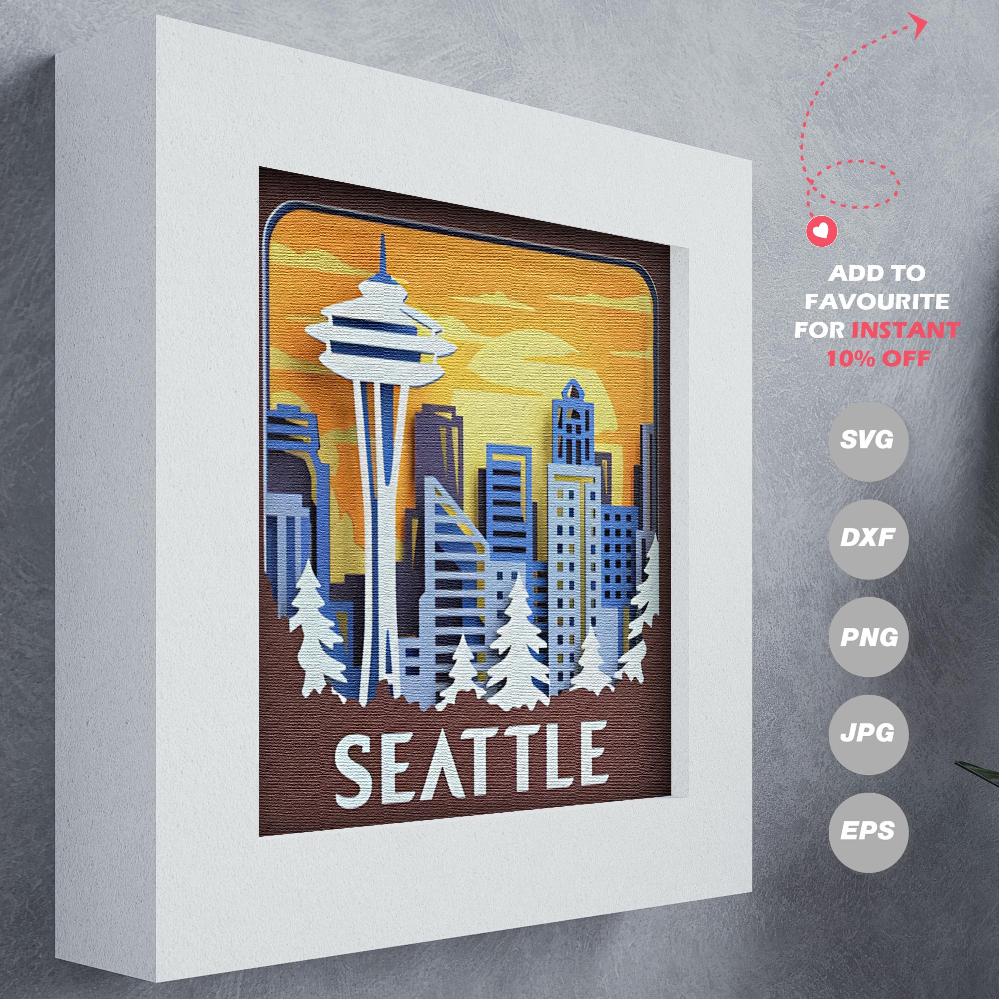 Seattle Skyline Shadow Box SVG: 3D Layered Paper Cut Template - Etsy