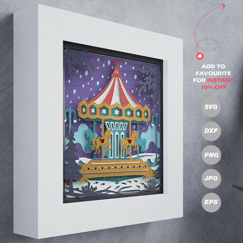 3D Carousel Shadow Box SVG: Layered Paper Cut File (digital Download ...