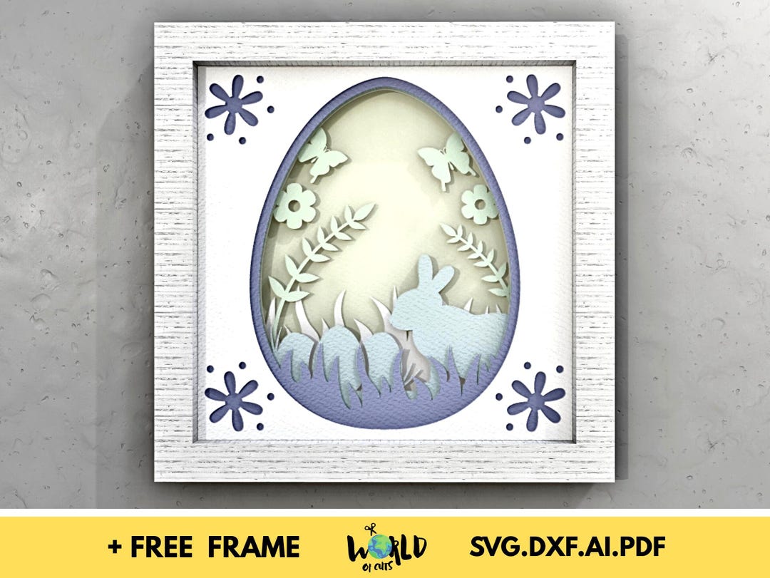 Happy Easter Egg Shadow Box, Happy Easter SVG, Easter Bunny Shadowbox ...