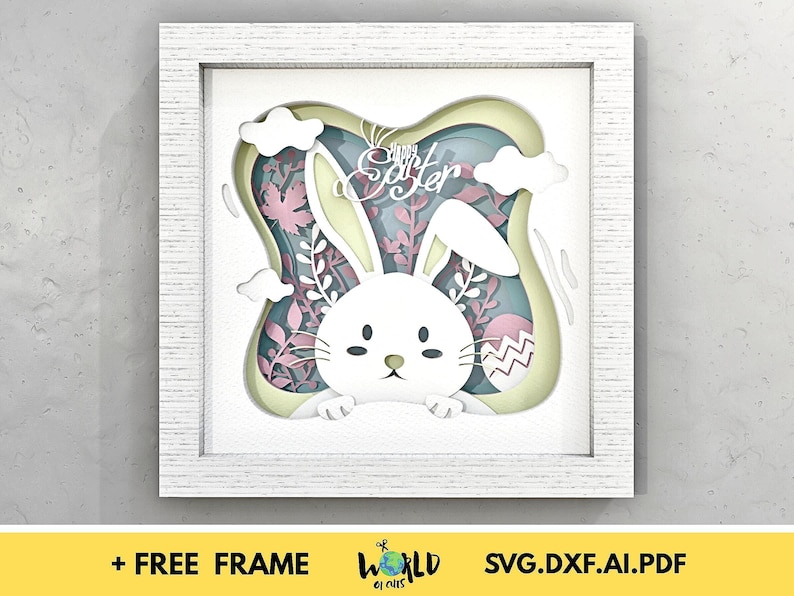 Easter Bunny Shadow Box SVG: Layered Papercut Template (digital Download) - Etsy