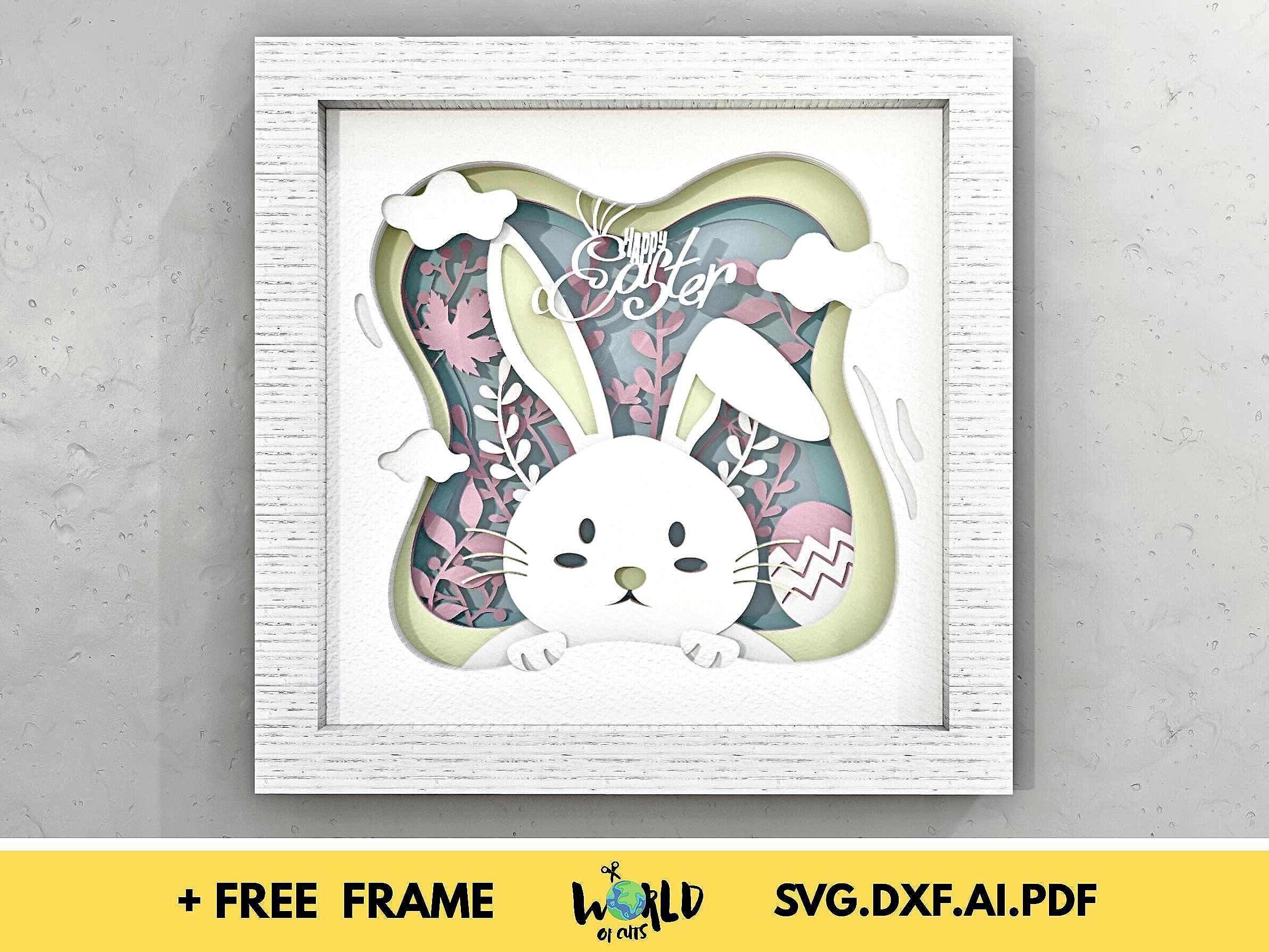Easter Bunny Shadow Box SVG: Layered Papercut Template (digital ...