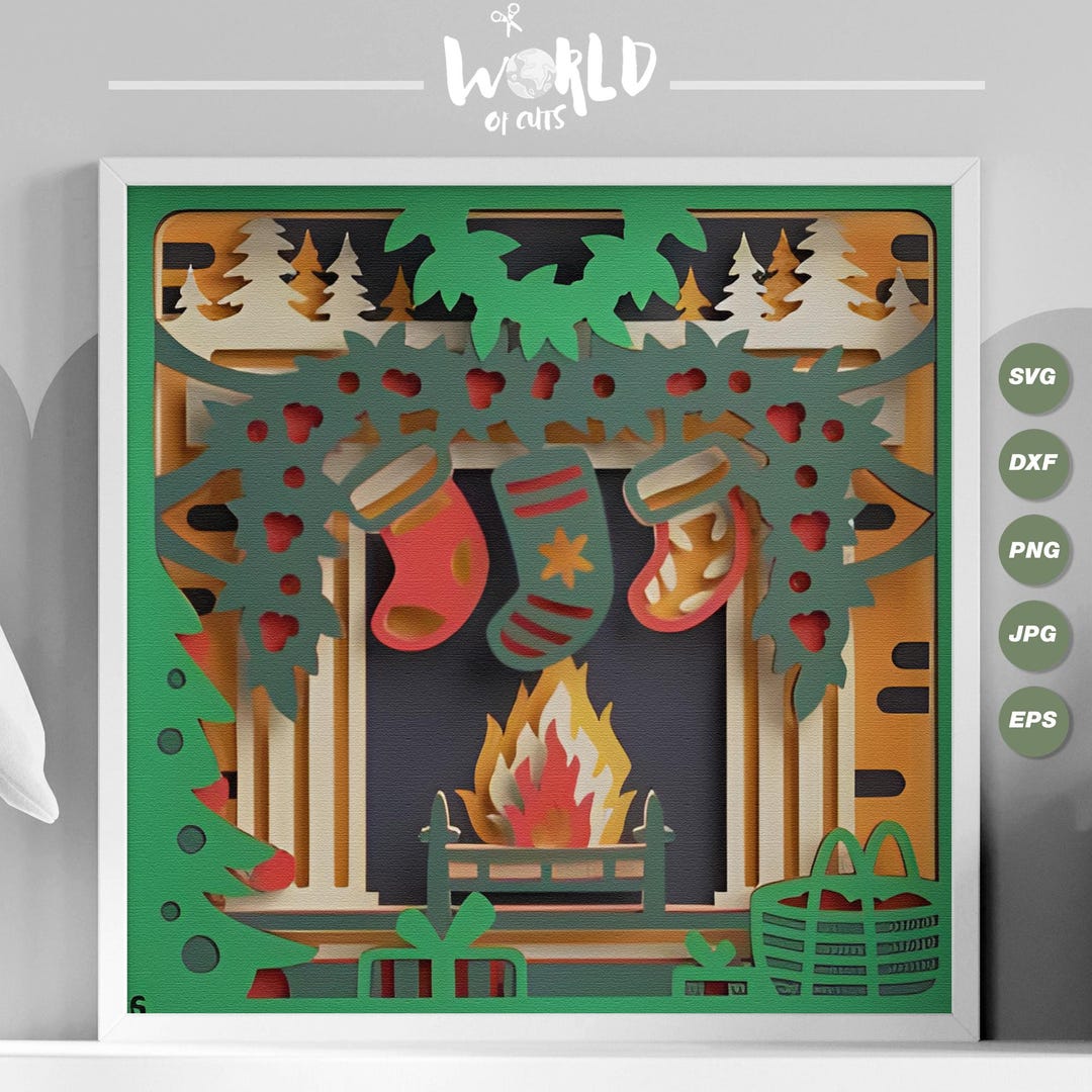 3D Mantle With Stockings Shadow Box SVG Layered Cutting Files SVG ...