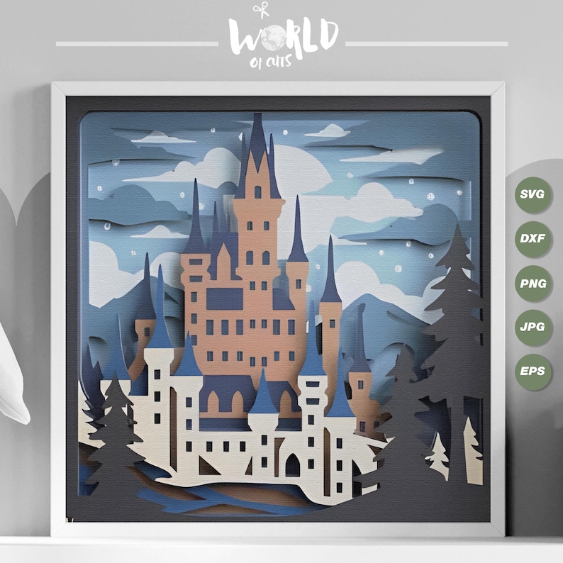 3D Castle Shadow Box SVG: Fantasy Paper Cut Light Box (digital Download ...