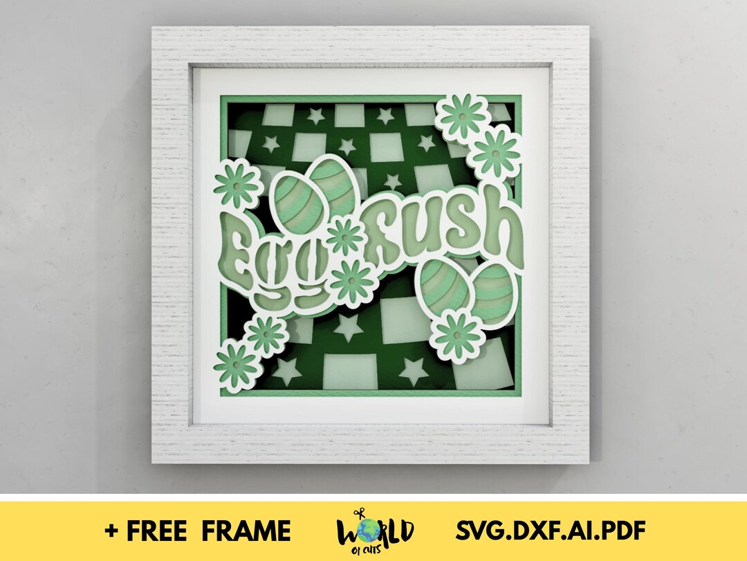 Easter Egg Rush 3D Shadow Box Svg Easter Paper Cut Light Box Files 3D ...
