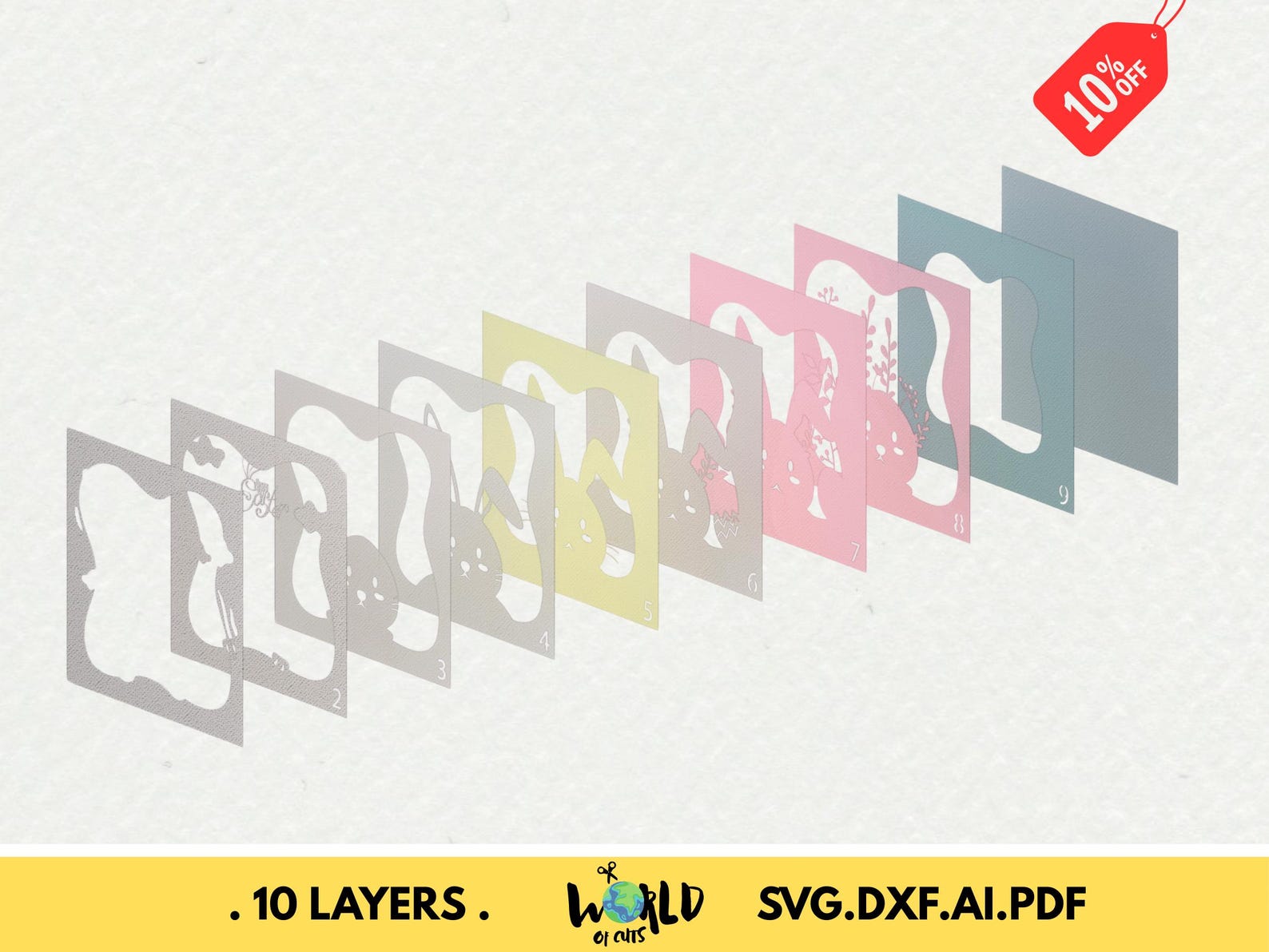 Easter Bunny Shadow Box SVG: Layered Papercut Template (digital ...