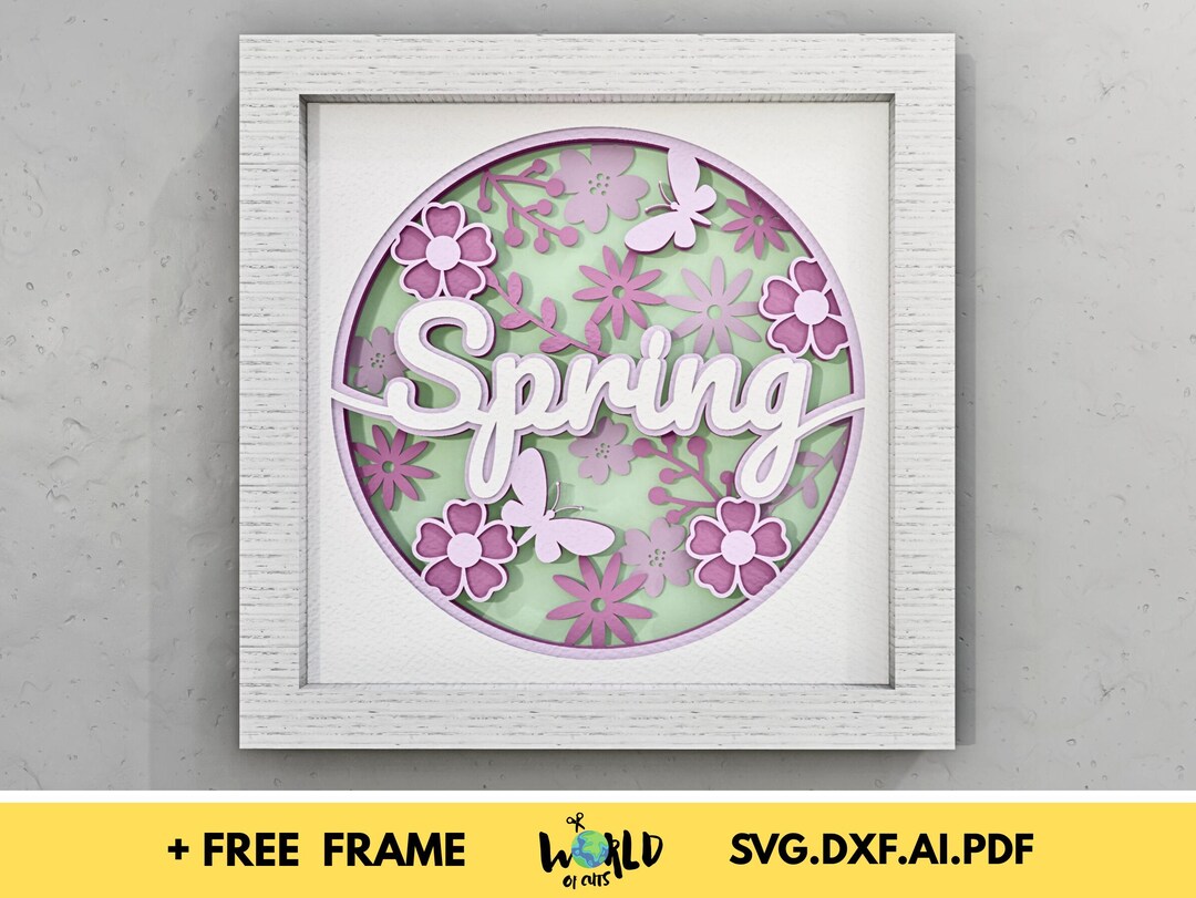 3D Spring Shadow Box SVG, Easter Shadow Box, Home Shadow Box, Cherry ...