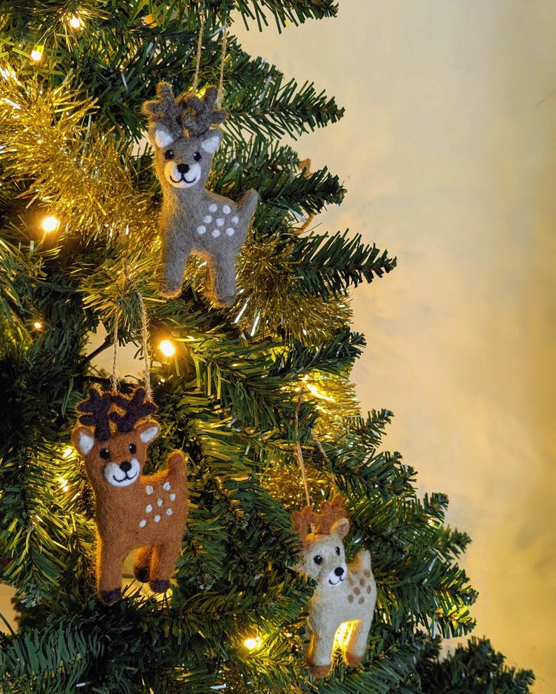 Felt Deer Decoration, Christmas Tree Ornament, Woodland Autumn Easter ...