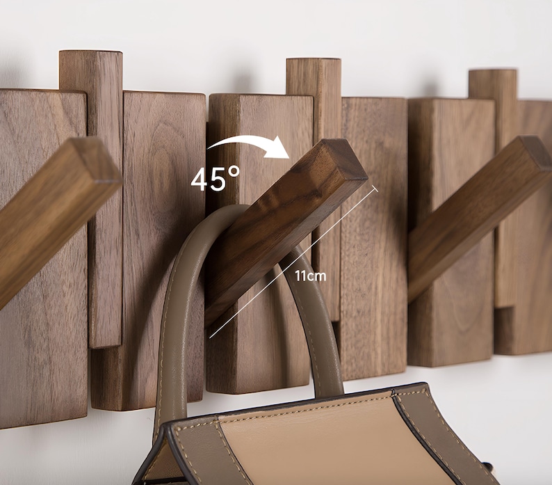 Solid Wood Coat Hanger, Flip Down Hook Coat Rack, Piano Key Coat Hanger ...