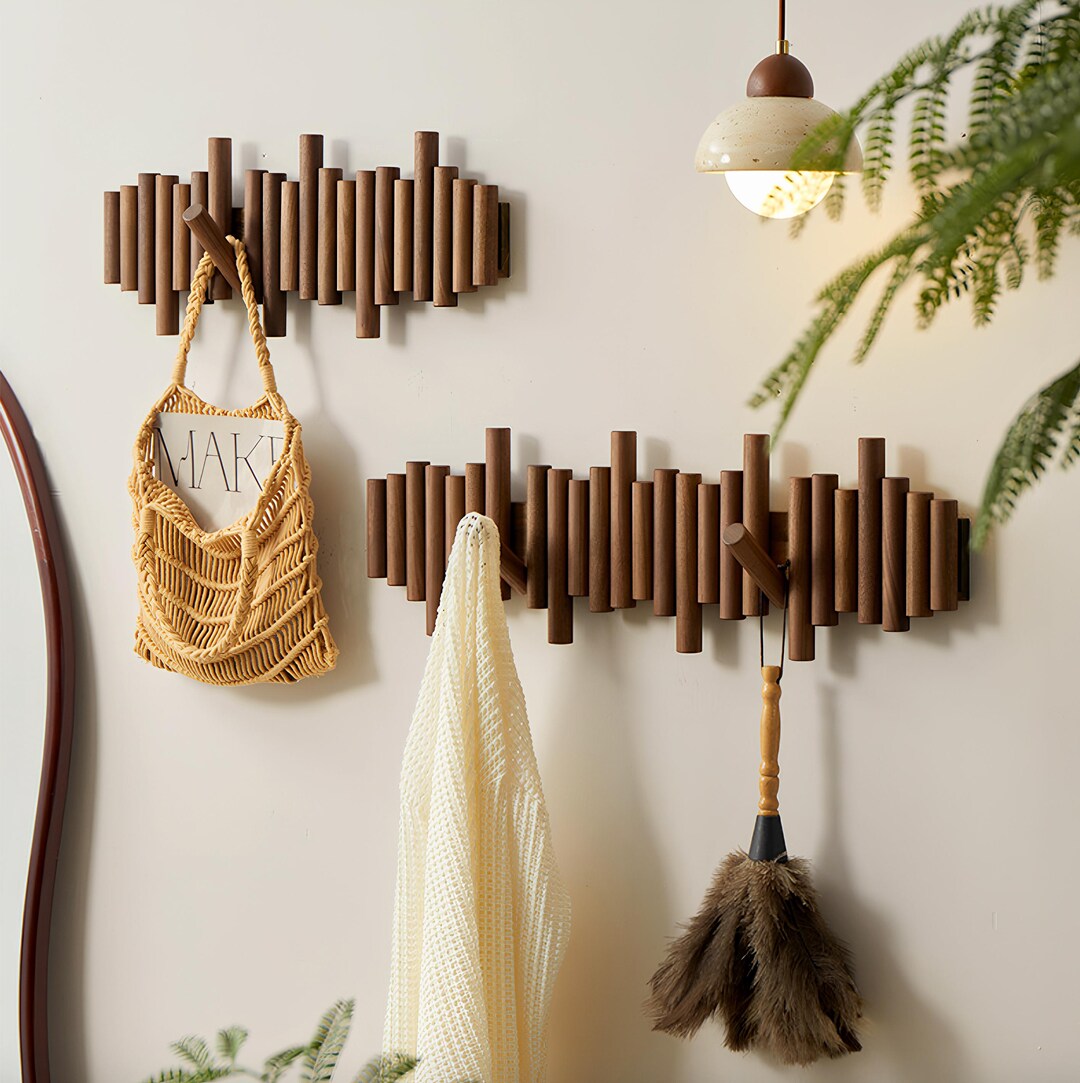 Walnut Wood Piano Coat Hanger, Rustic Coat Hanger, Modern Coat Rack ...
