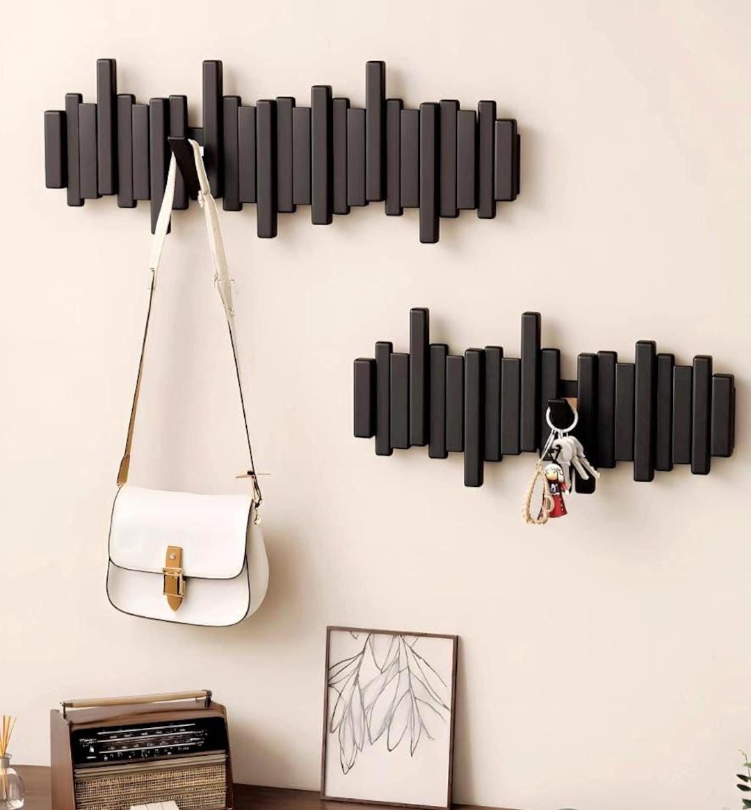 Black Wood Modern Coat Hanger, Piano Coat Hanger, Piano Key Coat Rack ...