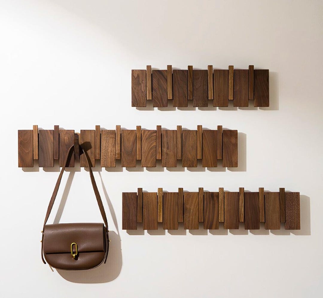 Solid Wood Coat Hanger, Flip Down Hook Coat Rack, Piano Key Coat Hanger ...