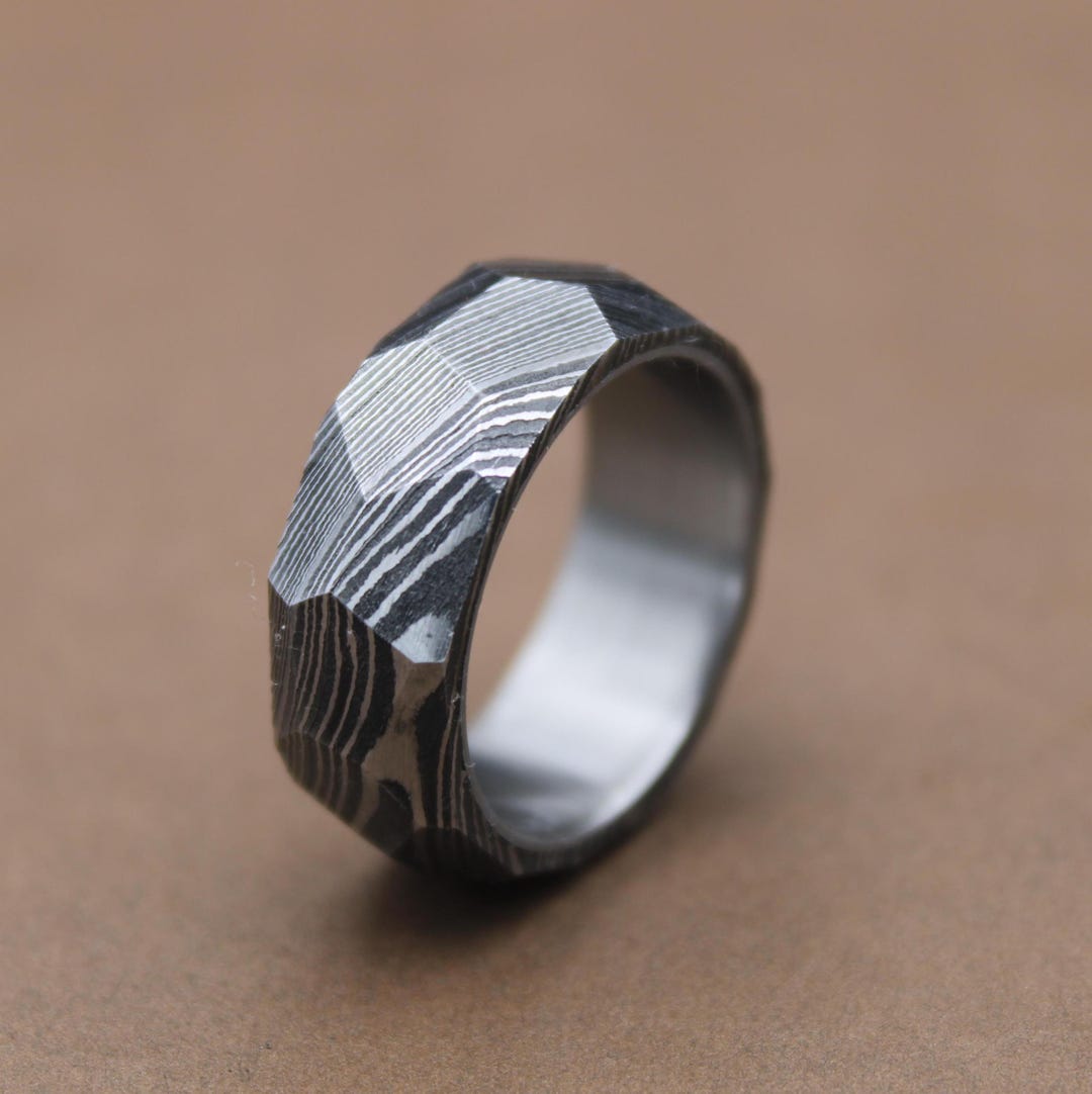 Unique Titanium Damascus Random Pattern Handcrafted Titanium Ring for ...