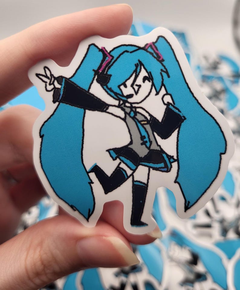 Hatsune Miku Meme Mspaint Doodle 2" Vinyl Weatherproof Sticker - Etsy