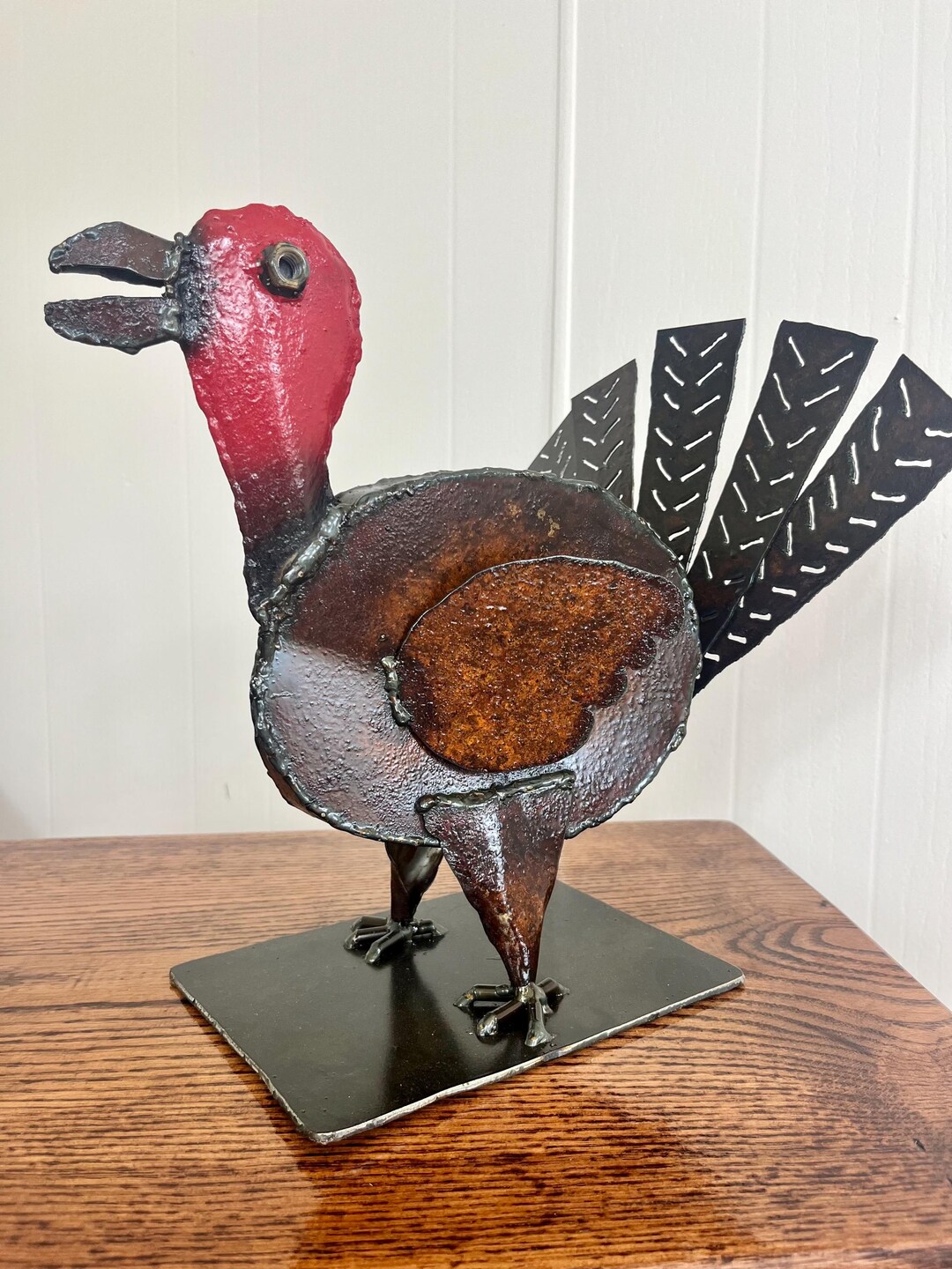 Art Metal Turkey, Tabletop Steel Sculpture, Mantle Decor Rustic ...