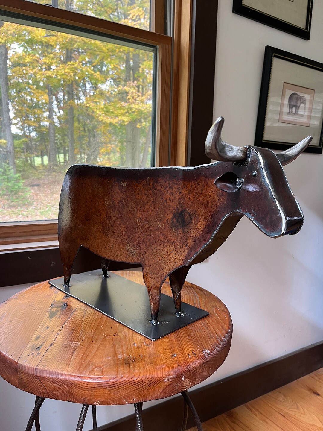 Steel Cow Sculpture Tabletop Art Piece Farmhouse Art - Etsy