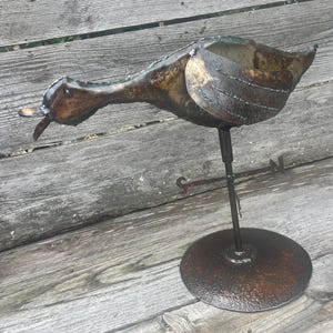 Goose Steel Tabletop Sculpture, Metal Centerpiece, Folk Art Mantle ...