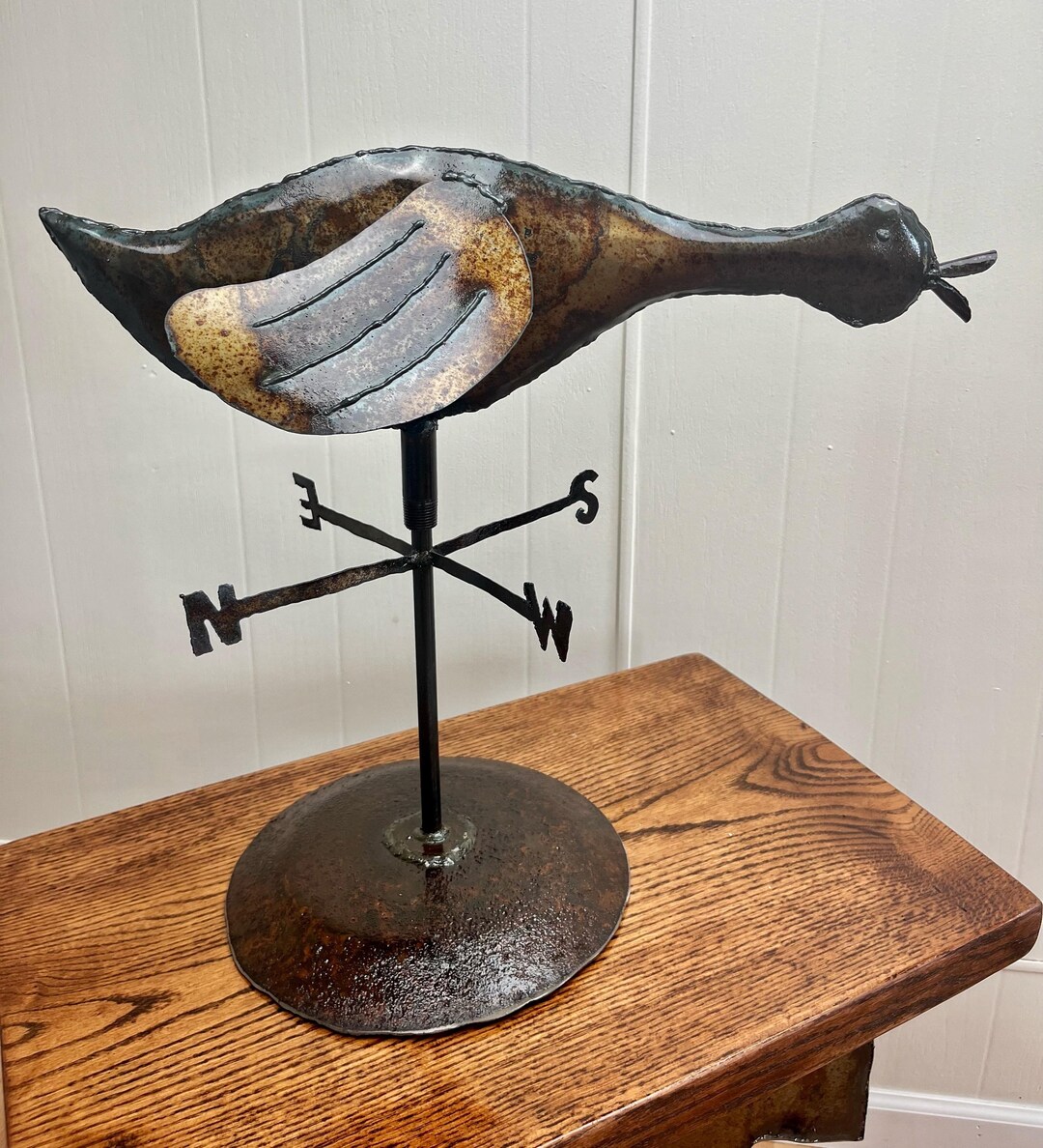 Goose Steel Tabletop Sculpture, Metal Centerpiece, Folk Art Mantle ...