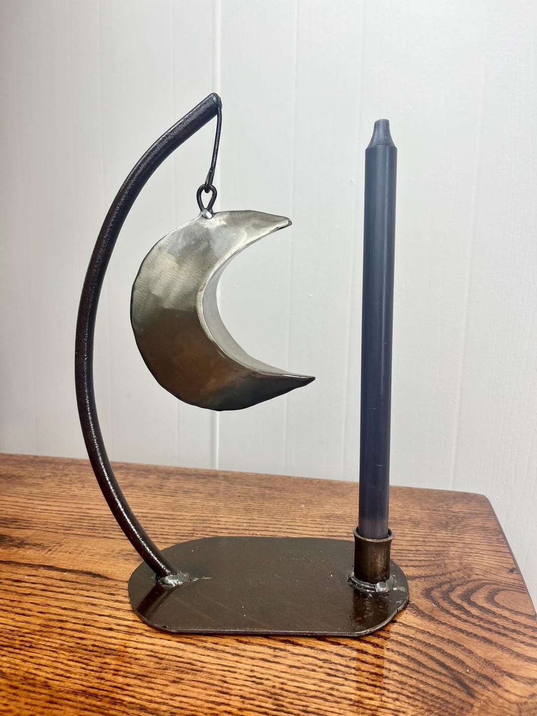 Candlestick Crescent Moon Candle Holder Metal Taper - Etsy