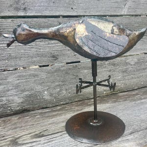 Goose Steel Tabletop Sculpture, Metal Centerpiece, Folk Art Mantle ...