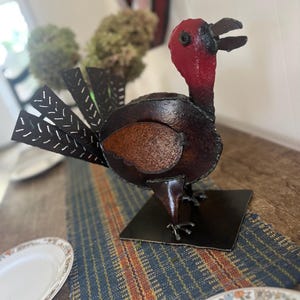 Art Metal Turkey, Tabletop Steel Sculpture, Mantle Decor Rustic ...