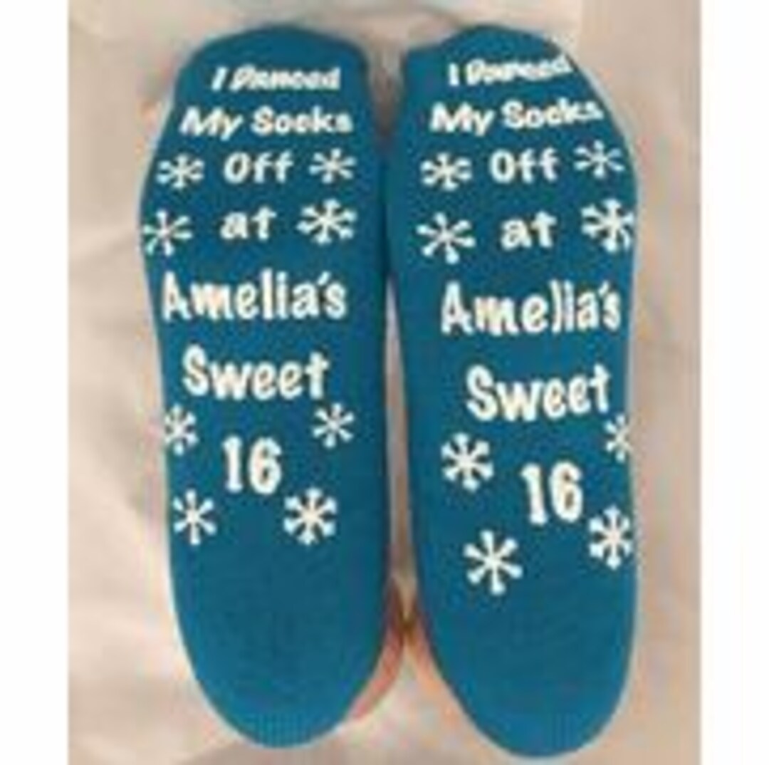 Sweet 16 Grippy Socks, SALE, Dance Floor Socks, Custom Party Favors ...