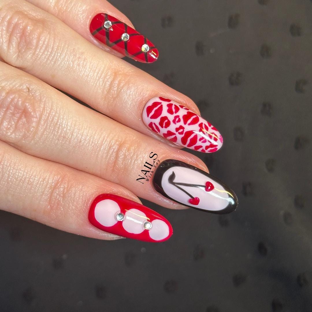 Red Hot Valentine Apres Gel X Press on Nails - Etsy