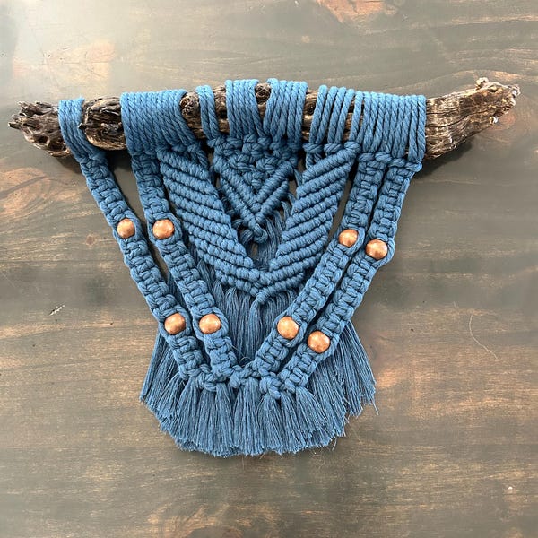 Blue Macrame Wall Hanging - Etsy